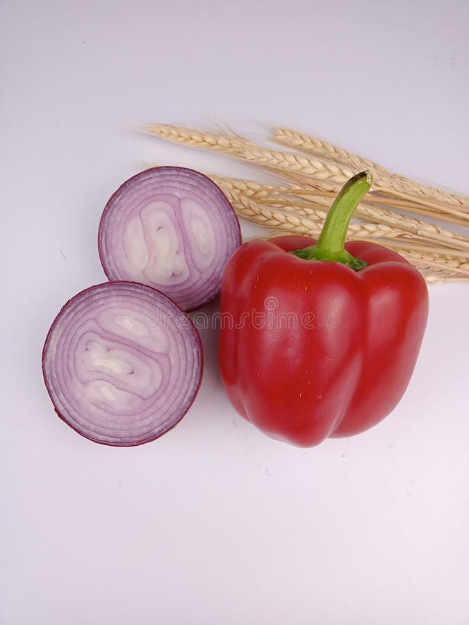 Fresh onion and capcicum stock photo. Image of dish - 262706922
