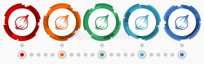 Fresh Onion, Vegetable Concept Vector Icon Set, Flat Design Pointers ...