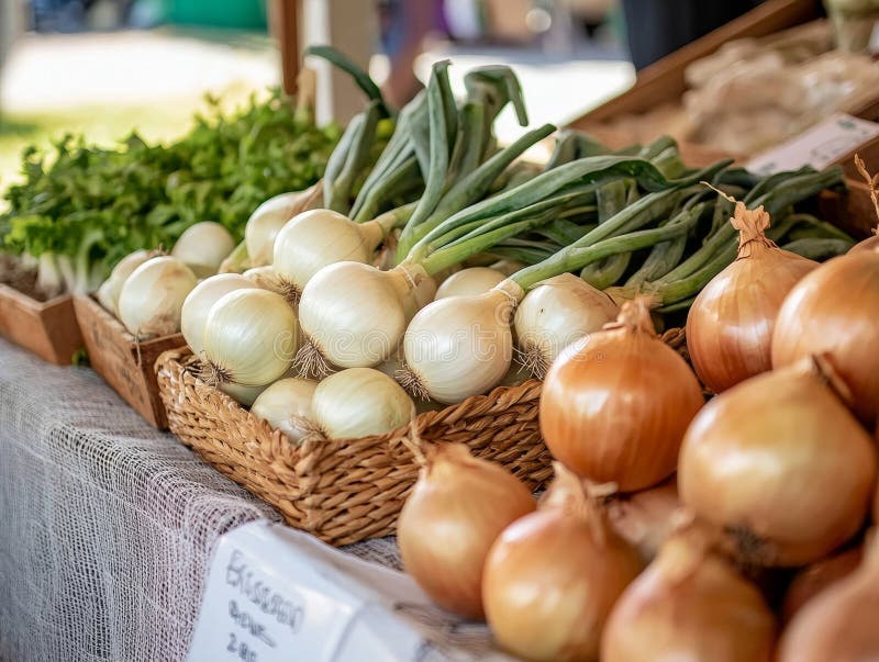 Fresh Onions on Display, Close-up View - Ai. Stock Illustration ...