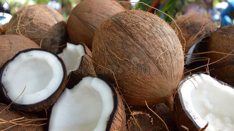 Fresh Open Coconut for Sale, Coconuts Texture Stock Image - Image of ...