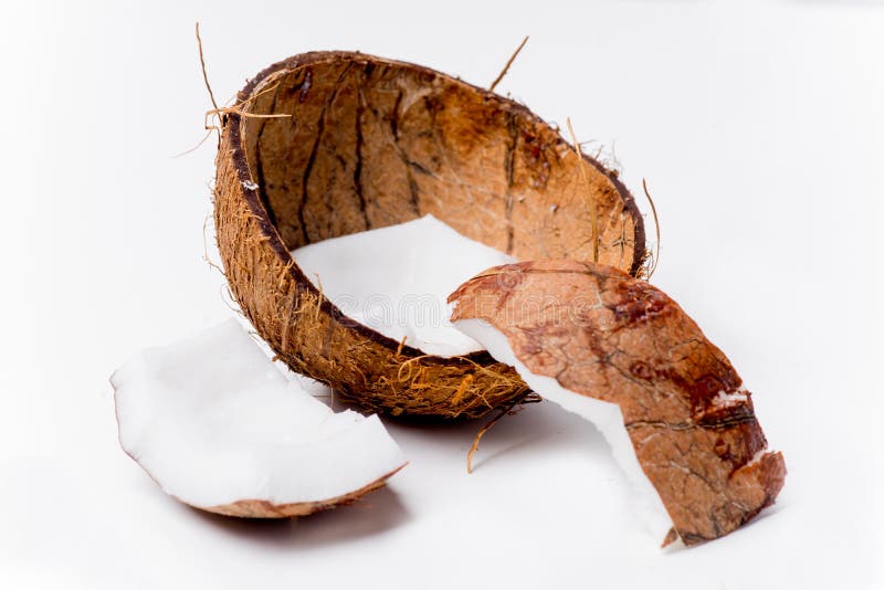 Fresh Open Coconut on a White Background Stock Image - Image of macro ...