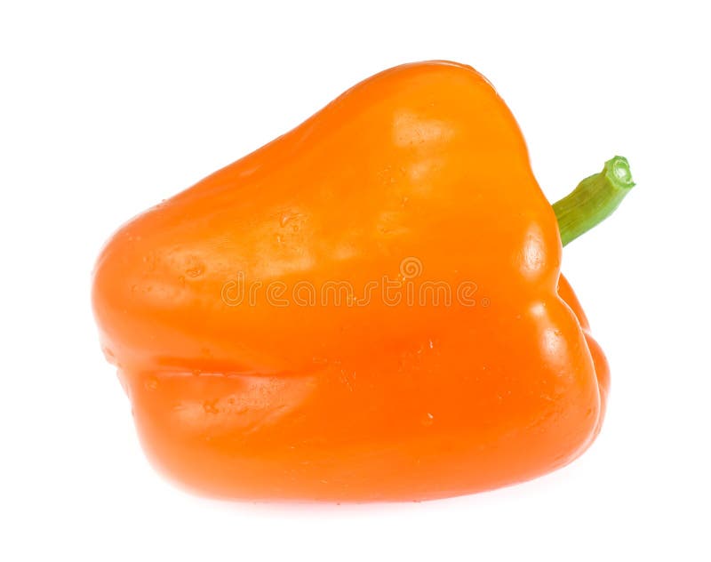 Fresh Orange Bell Pepper. Isolated Stock Image - Image of seasoning ...