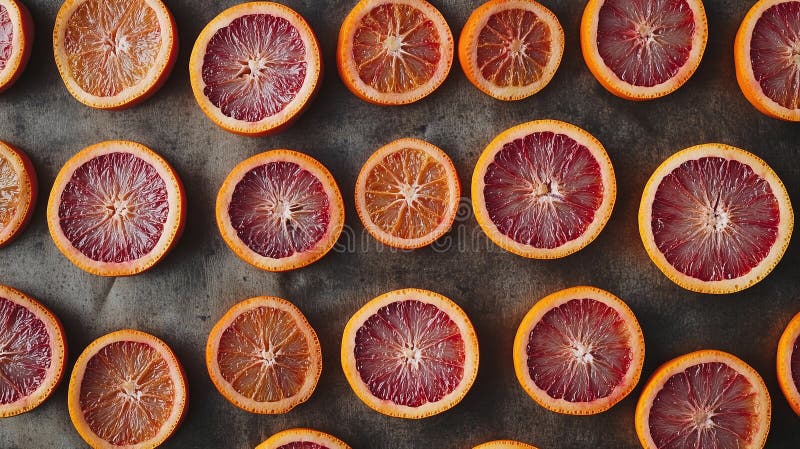 Fresh Orange and Blood Orange Slices Arranged Beautifully Stock ...