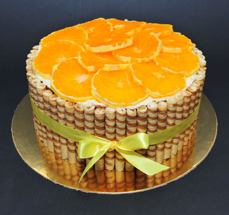 Fresh Orange cake stock image. Image of finetti, lemon - 49711199