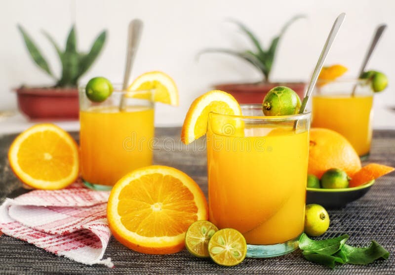 Fresh Orange and Calamansi Juice Stock Photo - Image of freshly, fresh ...