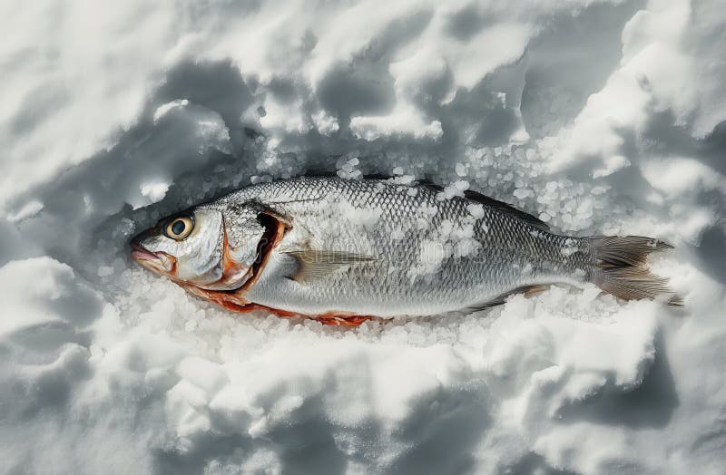 Fresh Orange Fish Resting on a Bed of Ice for Seafood Presentation ...