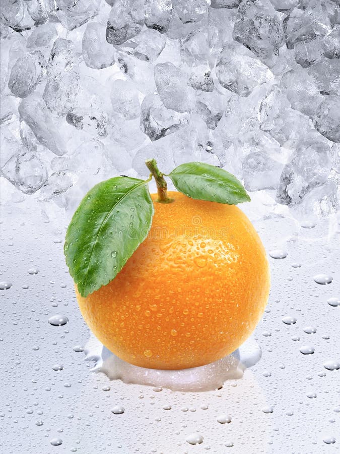 Fresh Orange on Ice Cubes Background Stock Photo - Image of cubes ...