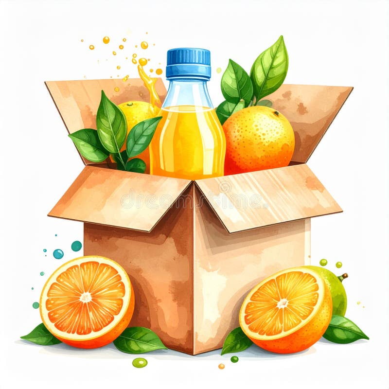 Fresh Orange Juice in a Cardboard Box Stock Illustration - Illustration of delicious, oranges ...