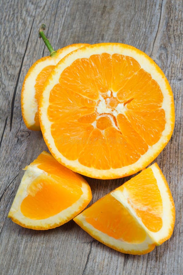 Fresh orange stock photo. Image of fresh, slice, wooden - 37458358