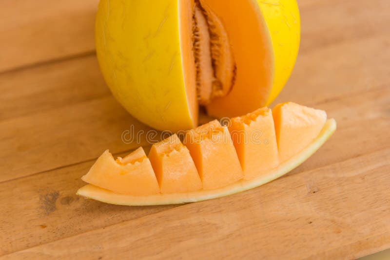 Fresh Orange Melon on the Plate Stock Image - Image of seeds, plate ...