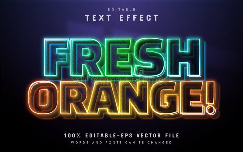 Fresh Orange Neon Text Effect Stock Vector - Illustration of design ...