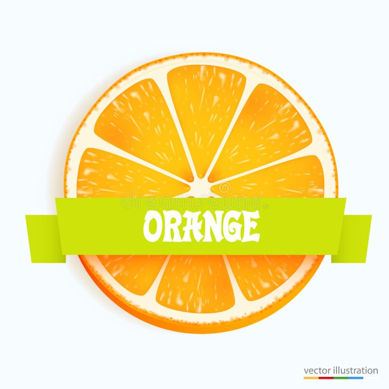 Fresh Orange Slice with Stripe Stock Vector - Illustration of natural ...