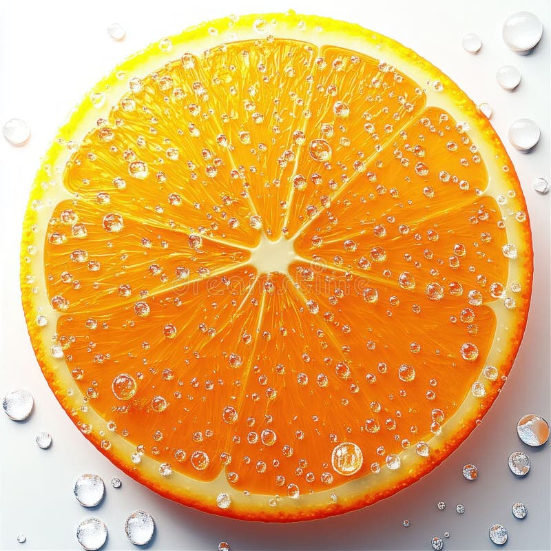 Fresh Orange Slice with Water Droplets Isolated on White Stock ...