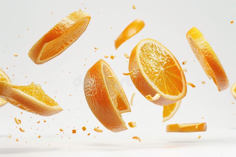 Fresh Orange Slices in Mid-air, Captured in a Dramatic Fall Stock Photo ...