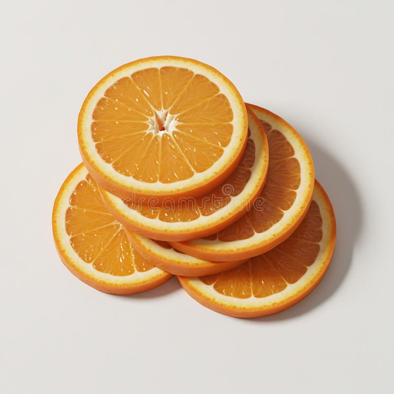 Fresh Orange Slices Stacked Showing Juicy Segments on Clean White ...