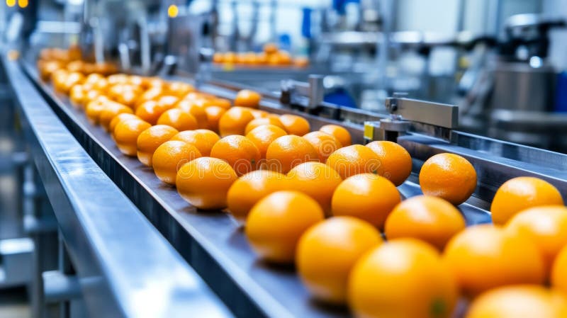 Fresh Oranges on a Conveyor Belt in a Modern Packing Facility Ready for ...