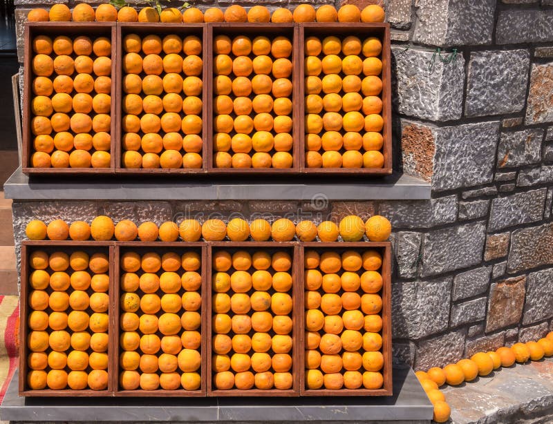 Fresh Oranges Display stock photo. Image of lines, color - 41310182