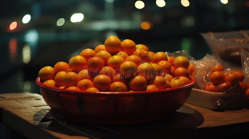 Fresh Oranges on Display at a Night Market Stall Stock Photo - Image of ...