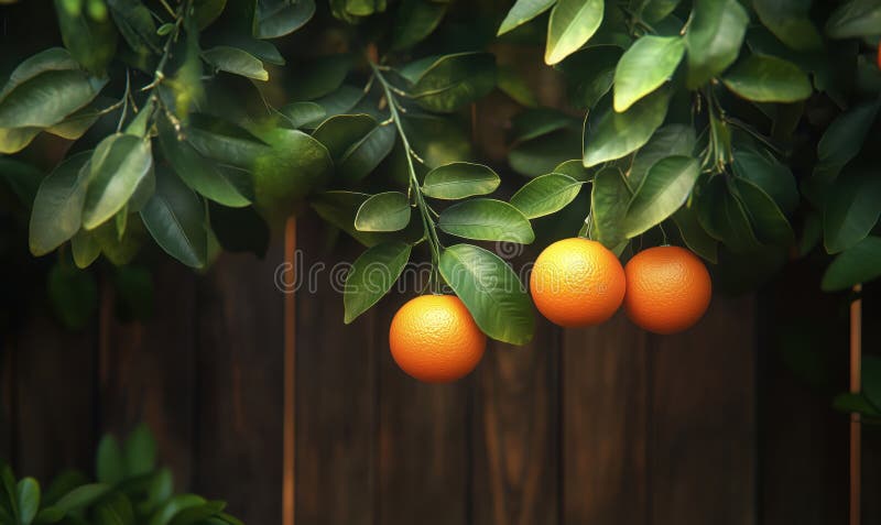 Fresh Oranges Hanging from Tree Branches Surrounded by Lush Green ...