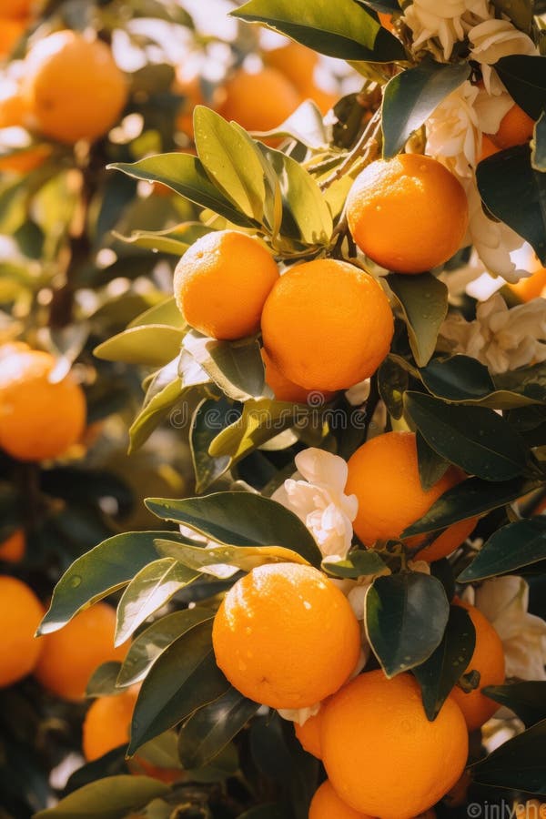 Fresh Oranges Hanging from a Tree, Ideal for Food and Agriculture ...