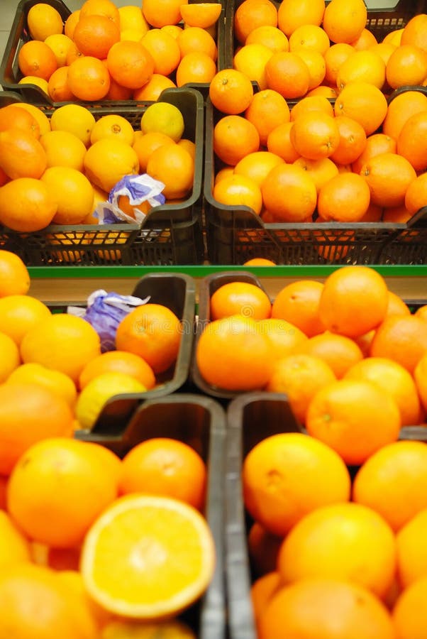 Fresh Oranges in Supermarket Stock Photo - Image of leisure, lifestyle ...