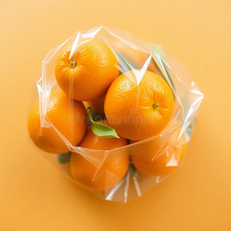 Fresh Oranges in a Transparent Plastic Bag Stock Photo - Image of ...
