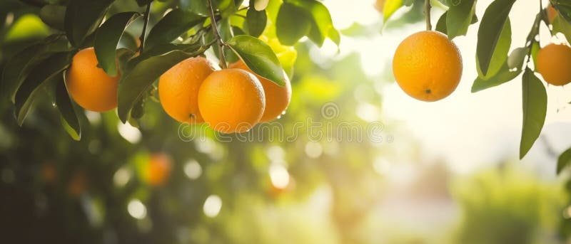 Fresh Oranges on Tree in Farm that are about Harvest Stock Illustration ...