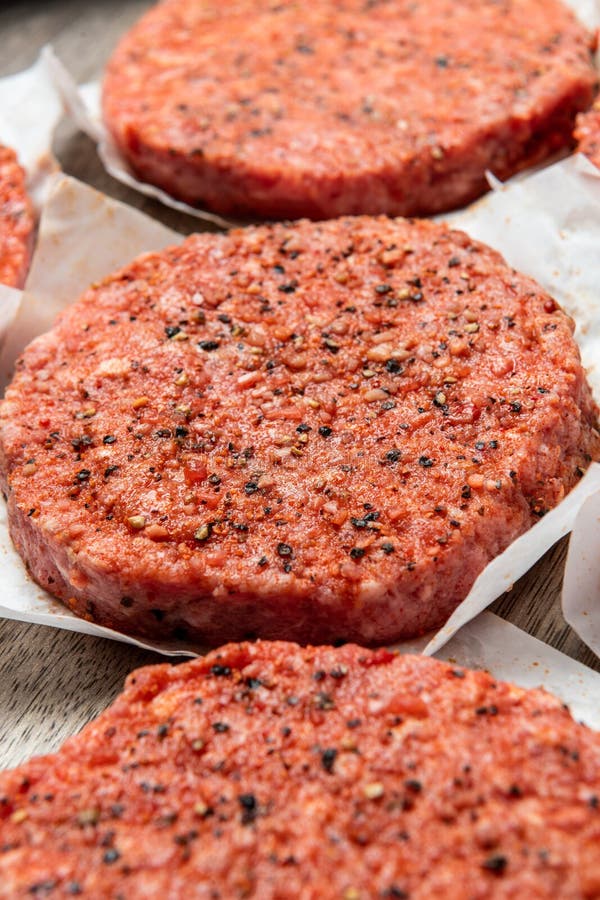 Fresh Angus Beef Burger Patties Stock Photo - Image of patty, fast ...