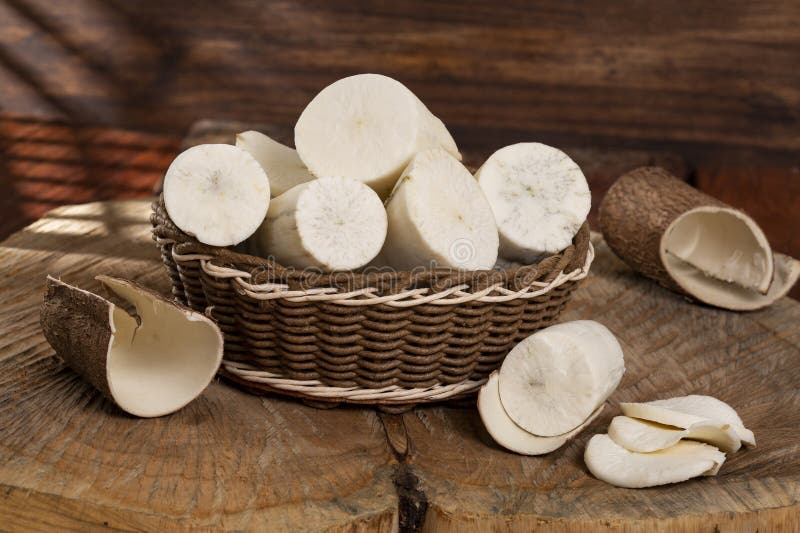 Fresh Organic Cassava Root - Manioc Esculenta on White Background Stock ...