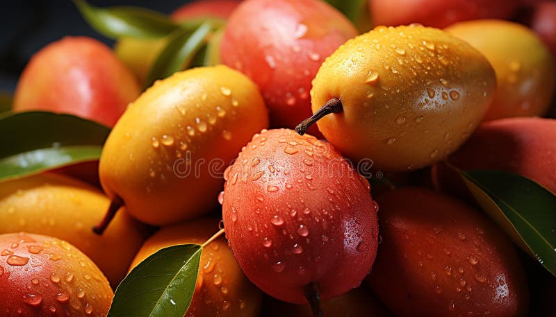 Fresh Organic Fruit Drop, Wet with Dew, Nature Healthy Snack Generated ...