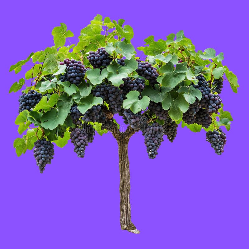 Fresh Organic Grape Tree with Grass Isolated on a Transparent ...