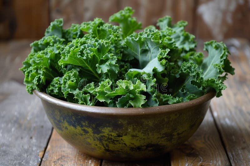 Fresh Organic Kale Leaves in Rustic Bowl Stock Photo - Image of leafy ...