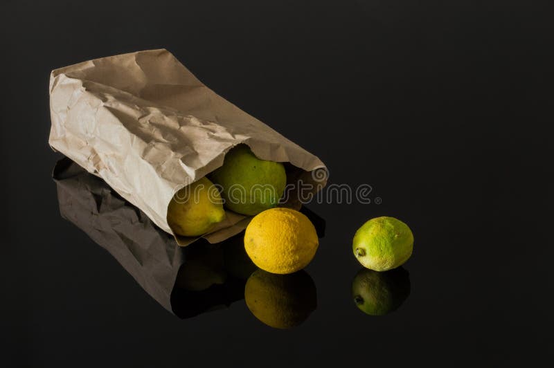 Fresh Organic Lemons in a Paper Bag Stock Photo - Image of healthy ...