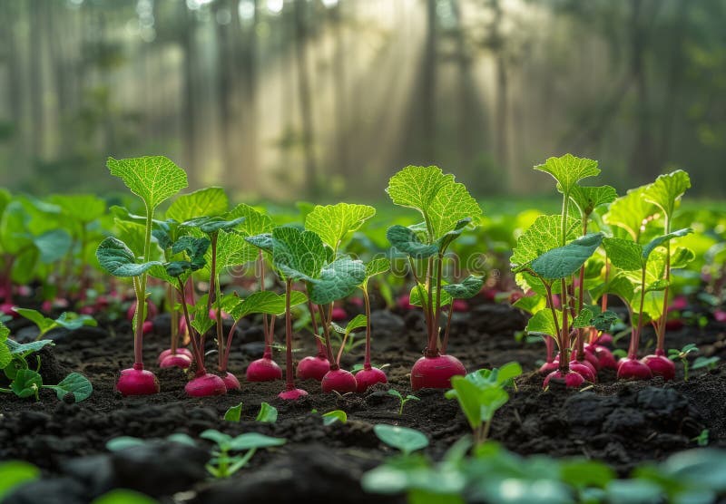 Fresh Organic Radish Growing on the Field. Stock Photo - Image of ...