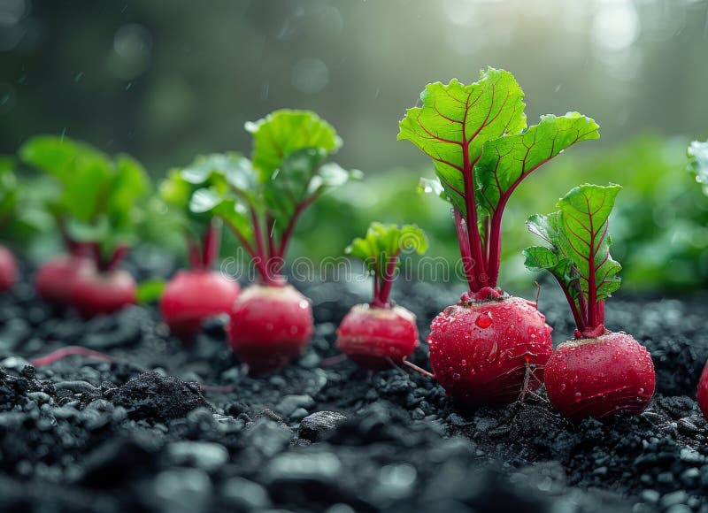 Fresh Organic Radish Growing on the Field Stock Image - Image of plant ...