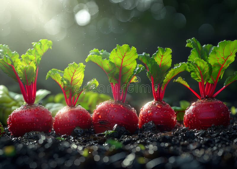Fresh Organic Radish Growing on the Soil in the Garden Stock Photo ...