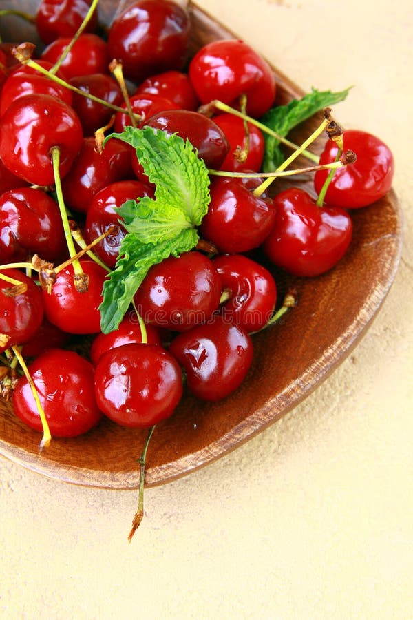 Fresh Organic Ripe Black Cherry Stock Photo - Image of delicious ...
