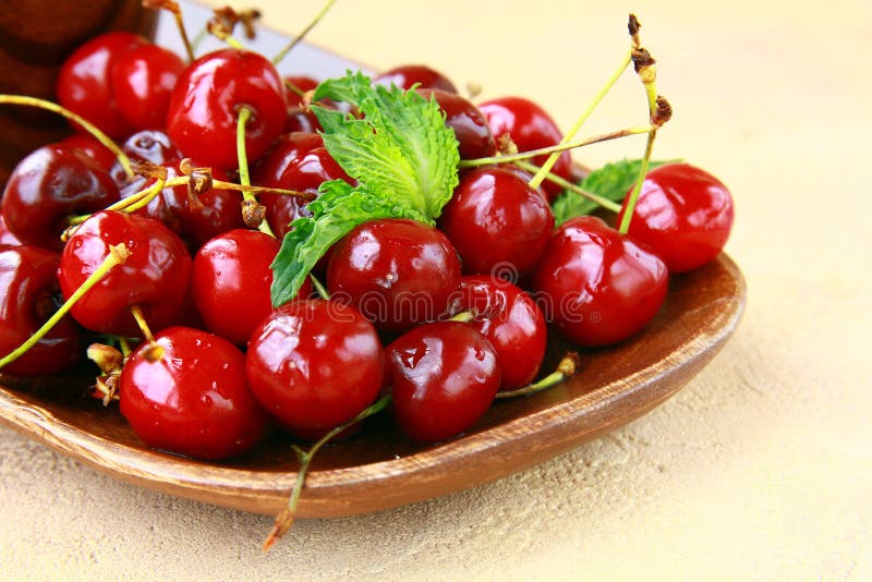 Fresh Organic Ripe Black Cherry Stock Photo - Image of cute, nutrition ...
