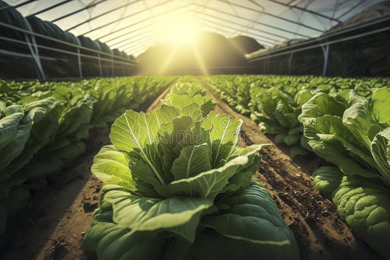 Fresh Organic Romaine Lettuce Growing in Vegetable Plots, Created with ...
