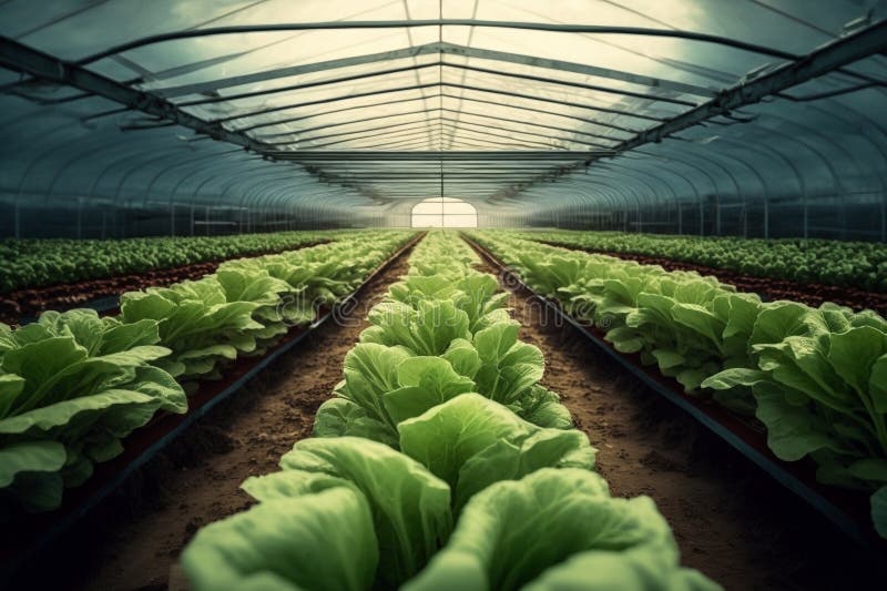 Fresh Organic Romaine Lettuce Growing in Vegetable Plots, Created with ...