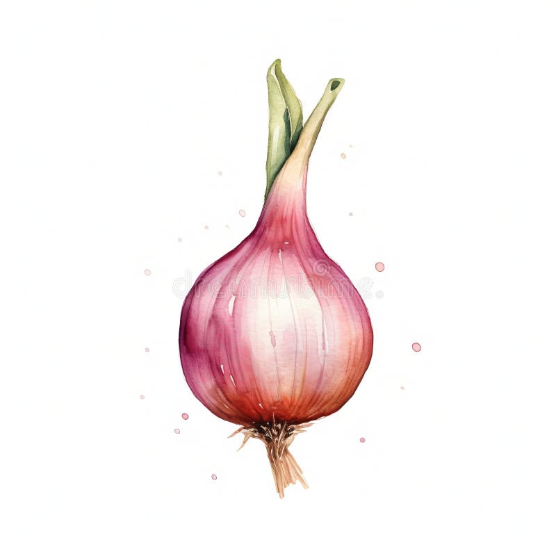 Fresh Organic Shallot Vegetable Square Watercolor Illustration. Stock ...