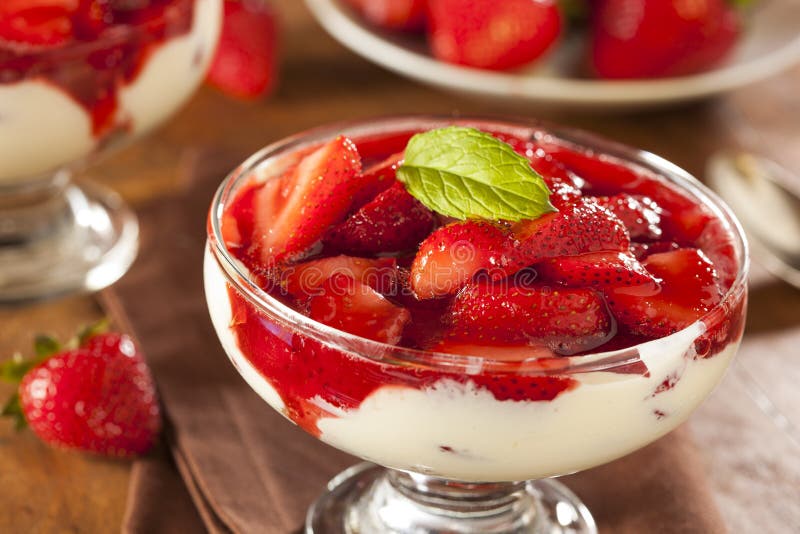 Fresh Organic Strawberry Fruit Parfait Stock Photo - Image of tasty ...