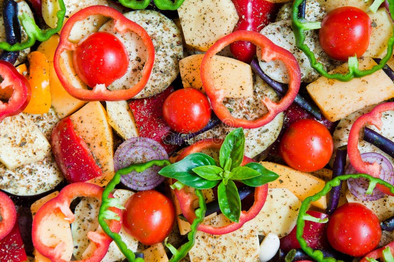 Fresh Organic Vegetables Cut with Rings Prepared for Baking in T Stock ...