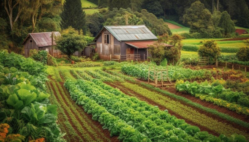 Fresh Organic Vegetables Grow in Rural Mountain Meadow Generated by AI ...