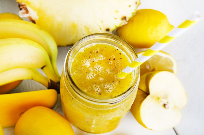 Fresh Organic Yellow Smoothie Stock Image - Image of ingredient ...