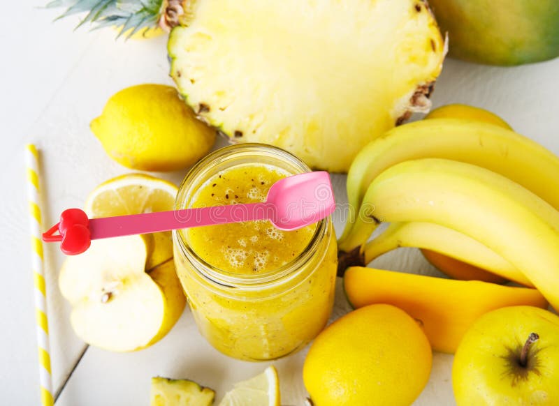 Fresh Organic Yellow Smoothie Stock Image - Image of ingredient ...