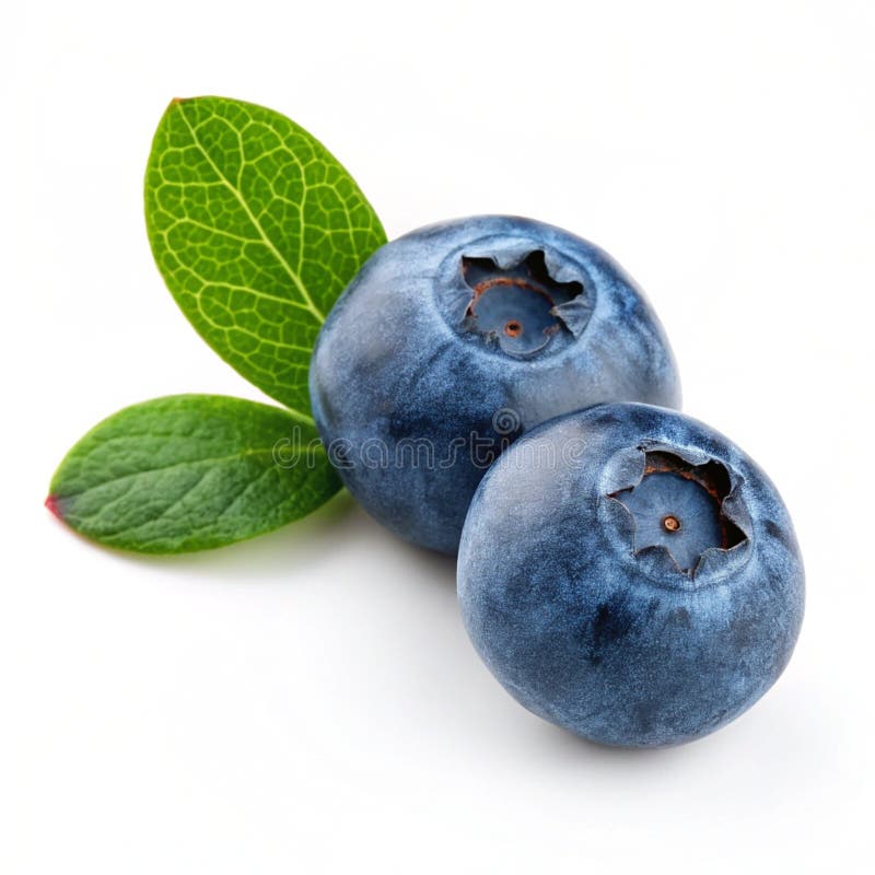 Fresh Pair of Blueberries Isolated on White Background Stock ...