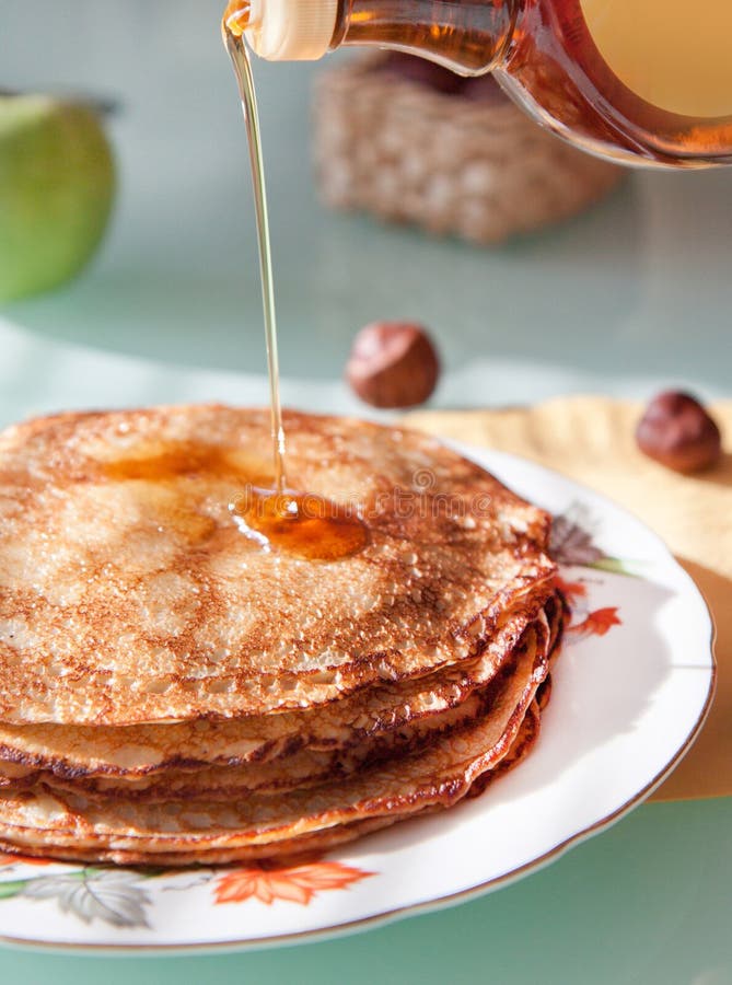 Fresh pancakes with syrup stock image. Image of delicious - 16761487