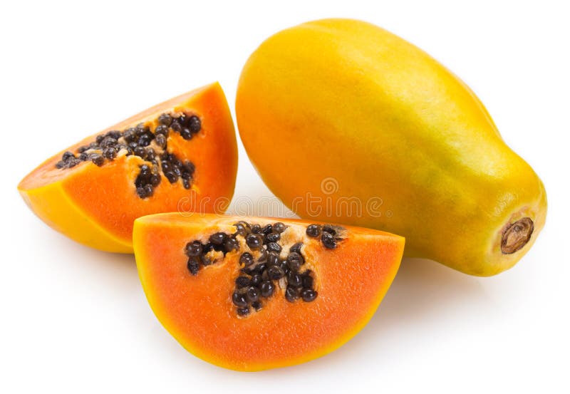 Fresh Papaya on White Background Stock Photo - Image of yellow, sweet ...