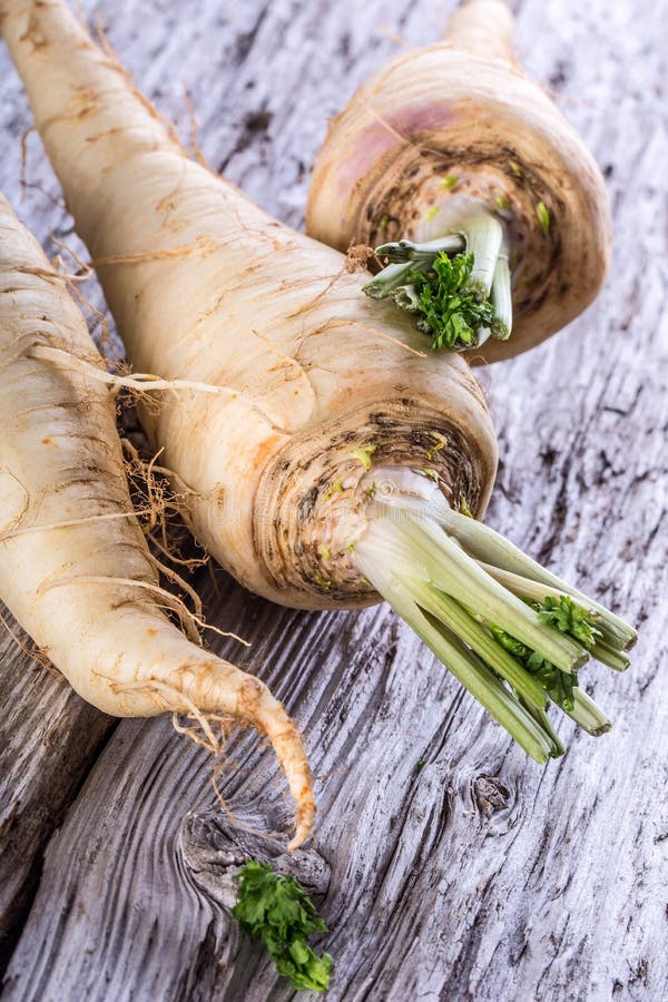 Fresh Parsnips on Old Wooden Table. Stock Photo - Image of healthy ...